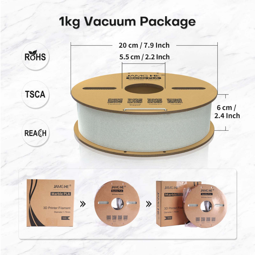 JAMG HE Marble PLA+ 1.75MM Filament 1KG – Ideal 3D